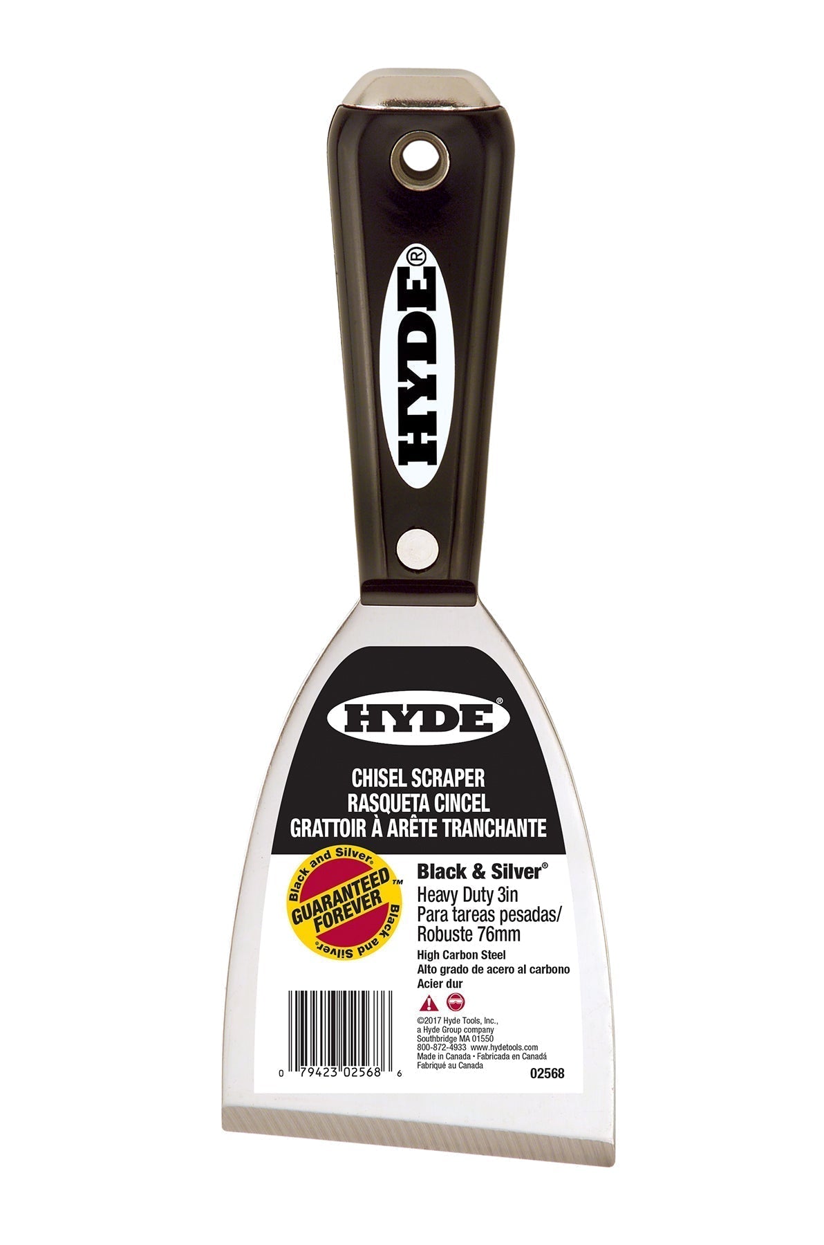 3" Stiff Black & Silver® Chisel Scraper with Hammer Head® | the Hyde ...